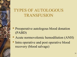 Autologous blood donation and transfusion | PPT