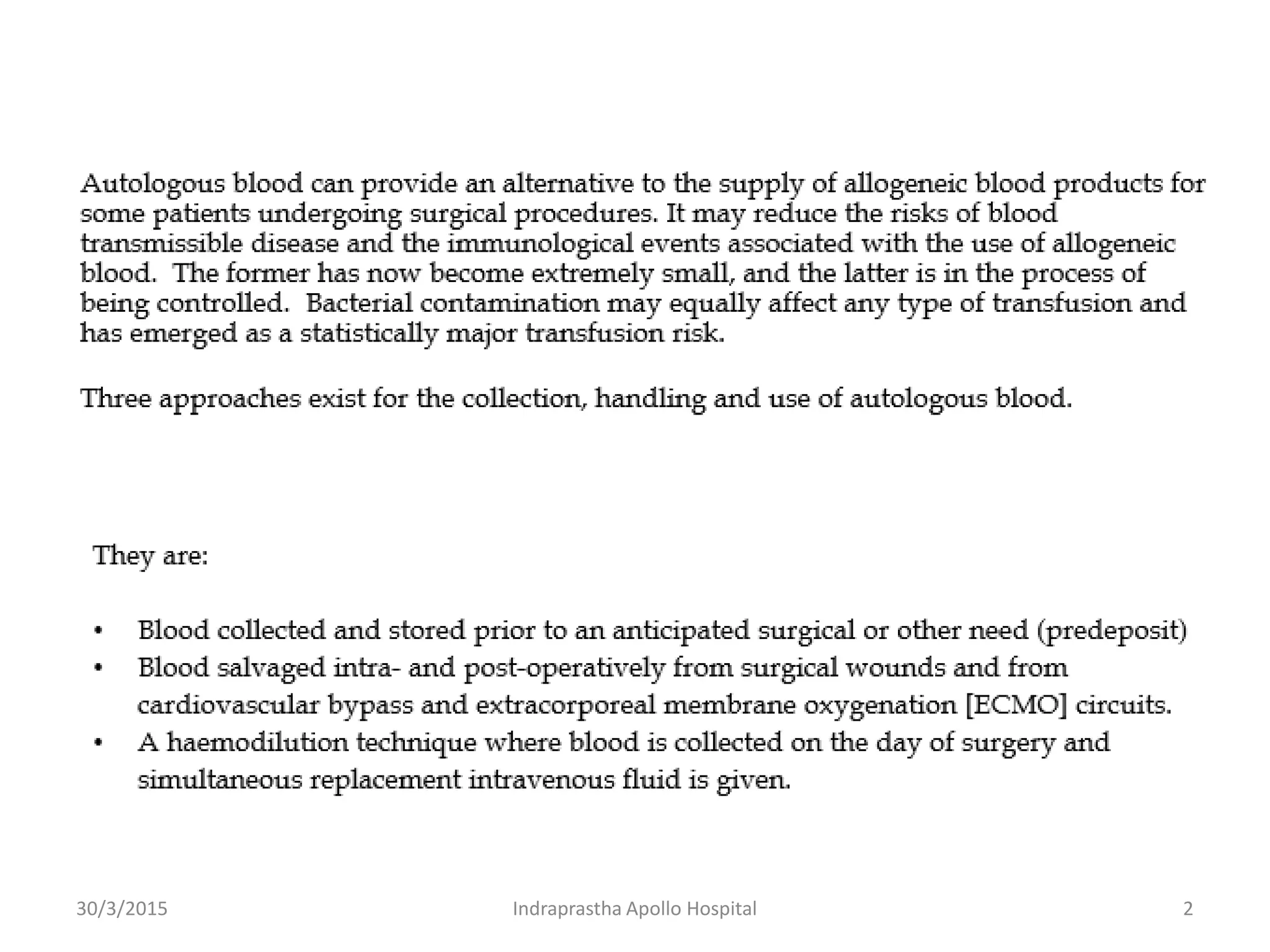 Autologous Blood Transfusion | PPTX