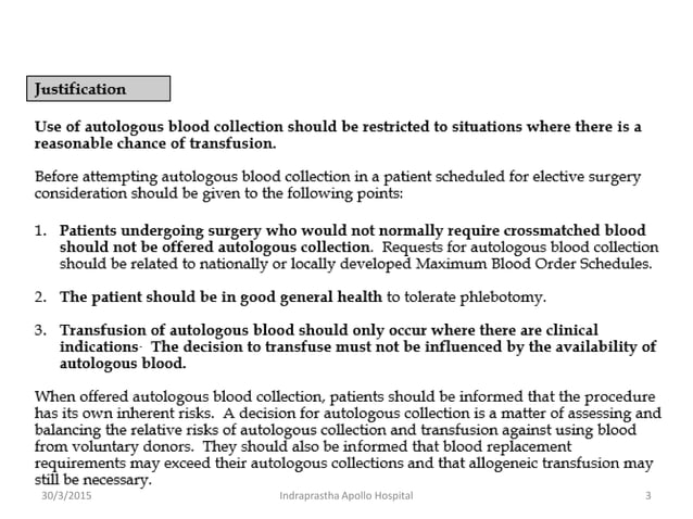 Autologous Blood Transfusion | PPTX | Blood Disorders | Diseases and ...