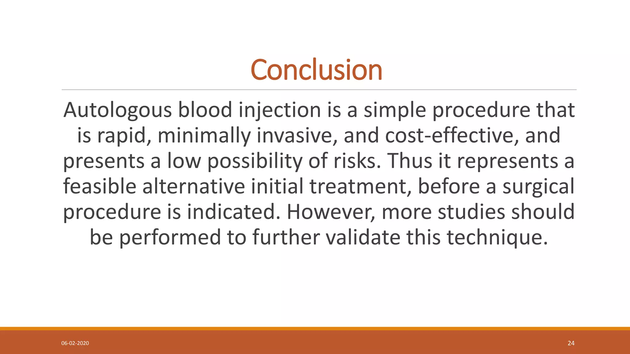 Journal Club on Autologous blood injection for the treatment of ...