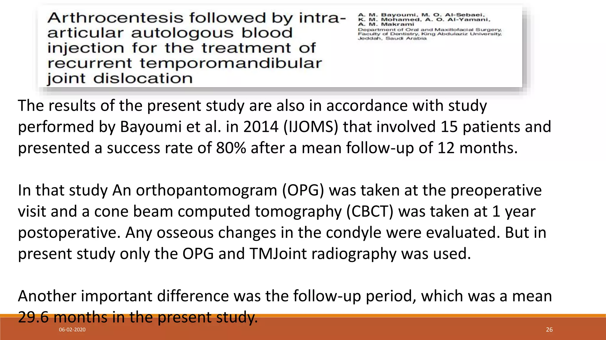 Journal Club on Autologous blood injection for the treatment of ...