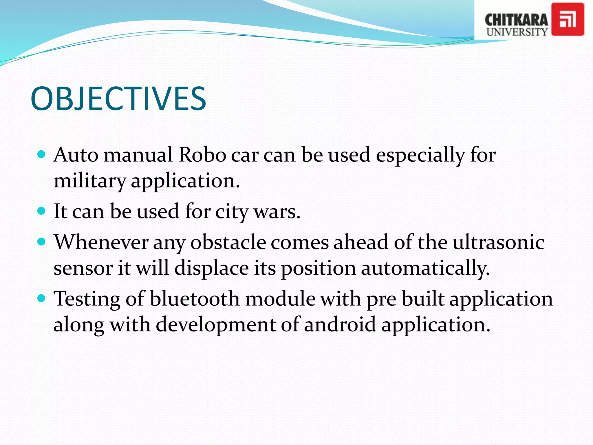 Automanual robocar with android rc | PPTX | Robotics | Technology & Computing