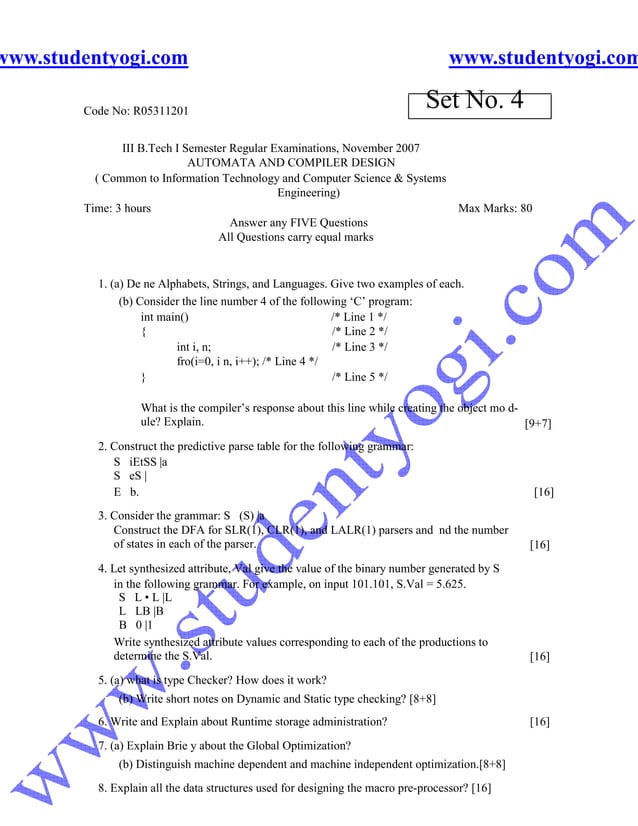 Automata And Compiler Design | PDF