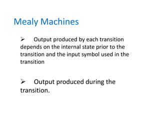 Finite state Transducers and mealy Machine | PPTX | Programming Languages | Computing