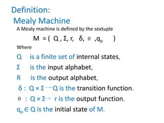 Finite state Transducers and mealy Machine | PPTX | Programming Languages | Computing
