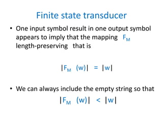Finite state Transducers and mealy Machine | PPTX | Programming Languages | Computing