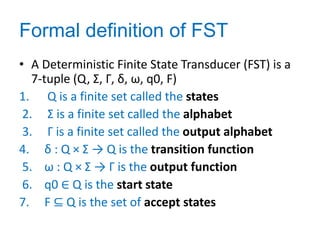 Finite state Transducers and mealy Machine | PPTX | Programming Languages | Computing