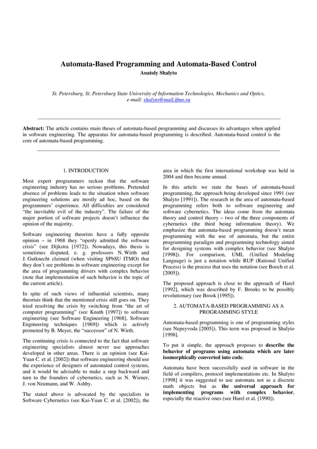 Automata based programming | PDF