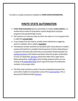 CONSTRUCTION OF A TURNSTILE USING FINITE AUTOMATA | DOCX