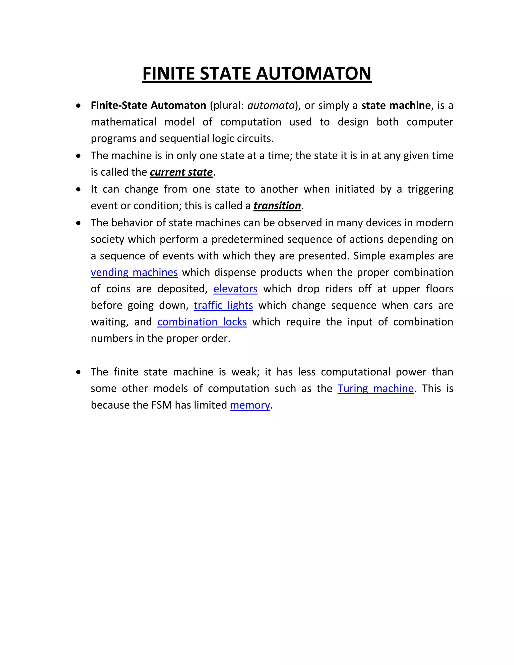 Automata Presentation - Construction of a Turnstile | PDF