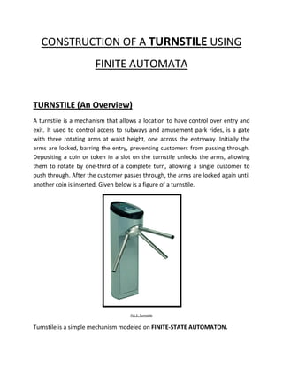 Automata Presentation - Construction of a Turnstile | PDF