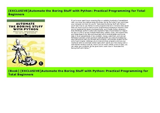Exclusive Automate The Boring Stuff With Python Practical Programming For Total Beginners 8850