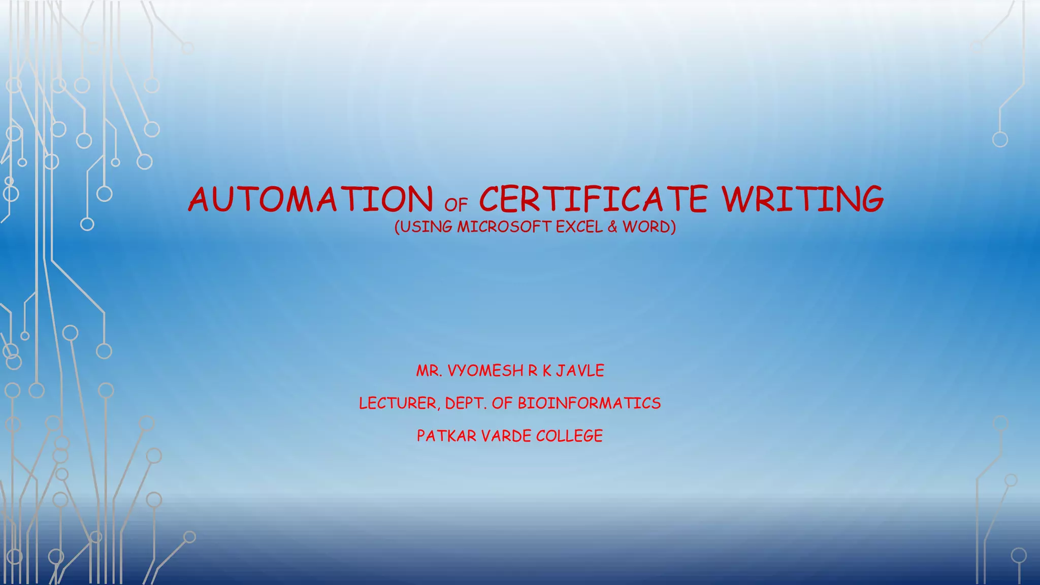 Automation of certificate writing (E-Certificate) | PDF