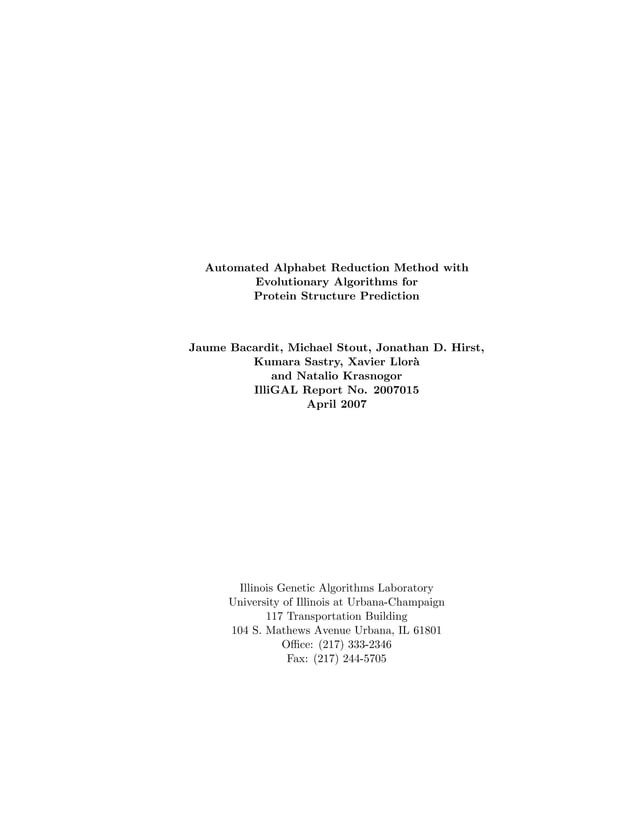 Automated Alphabet Reduction With Evolutionary Algorithms For Protein