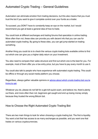 Automated Crypto Trading | PDF