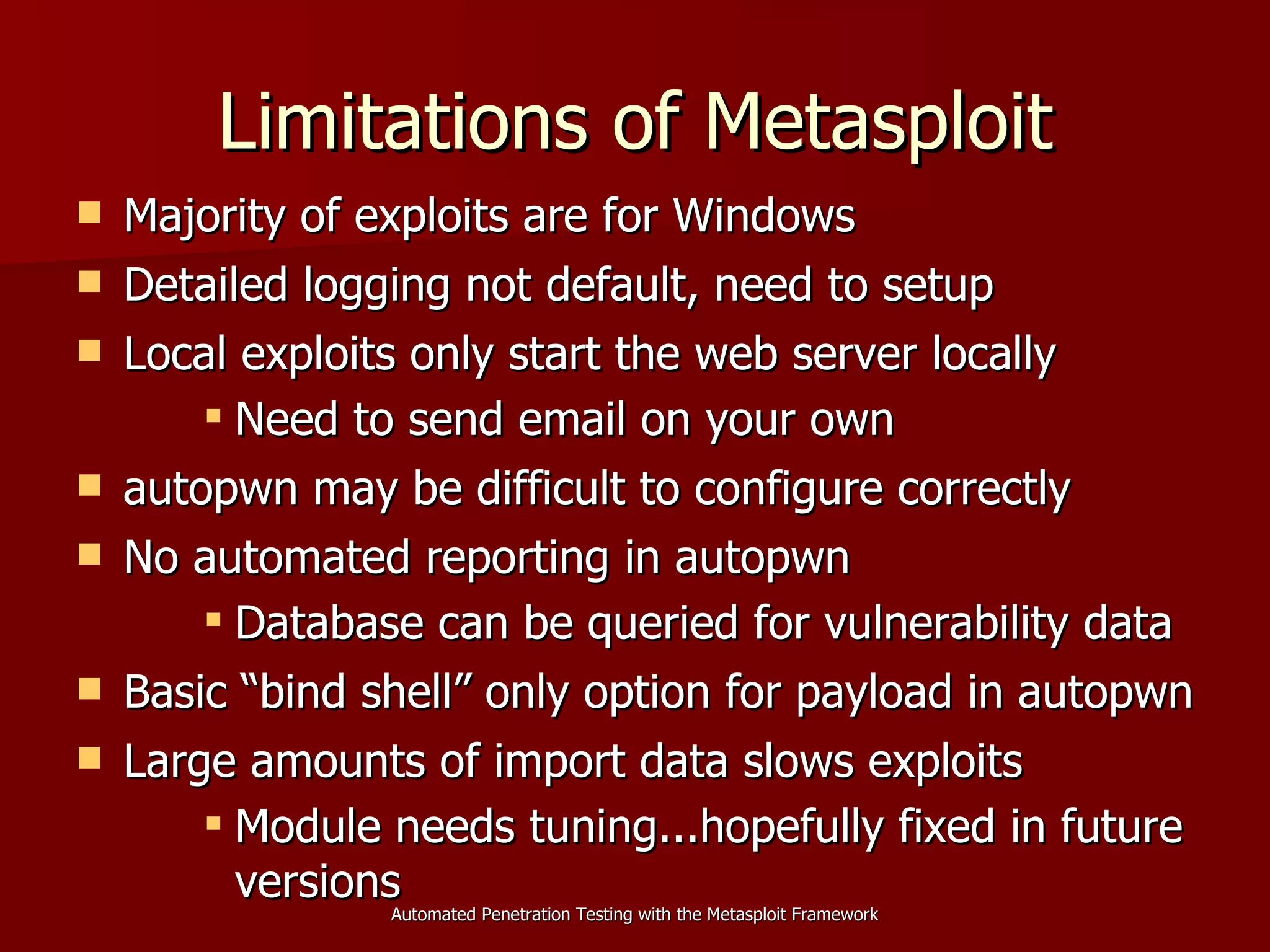 Automated Penetration Testing With The Metasploit Framework | PPT Automated Penetration Testing With The Metasploit Framework | PPT