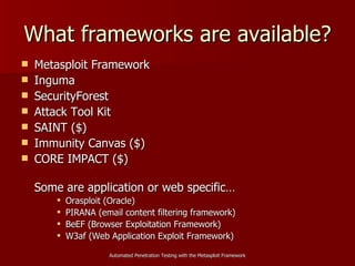 Automated Penetration Testing With The Metasploit Framework | PPT