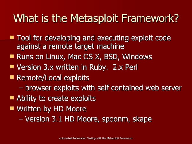 Automated Penetration Testing With The Metasploit Framework | PPT Automated Penetration Testing With The Metasploit Framework | PPT
