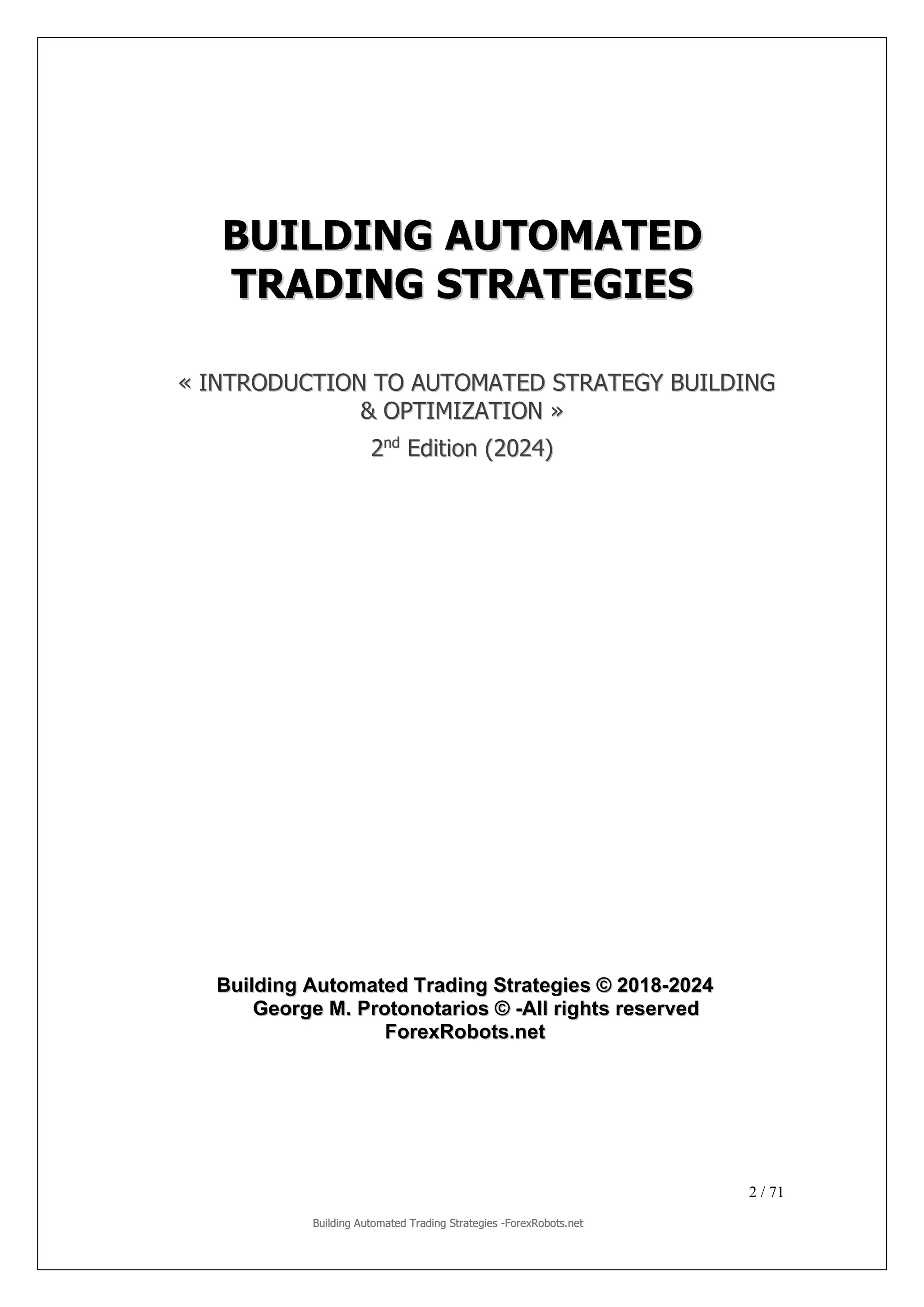 Building Automated Trading Strategies for Trading the Global Financial ...