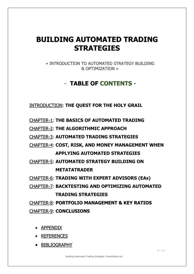 Building Automated Trading Strategies for Trading the Global Financial Markets | PDF