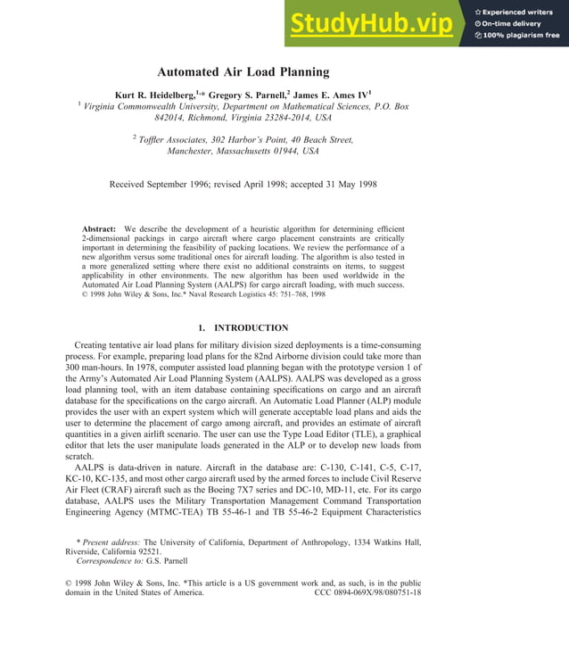 Automated Air Load Planning | PDF
