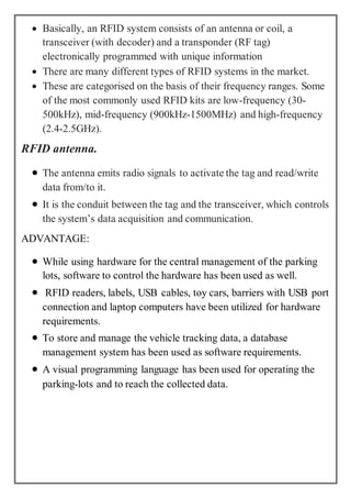 Automated and unmaned parking system using rfid technology by sam | DOCX