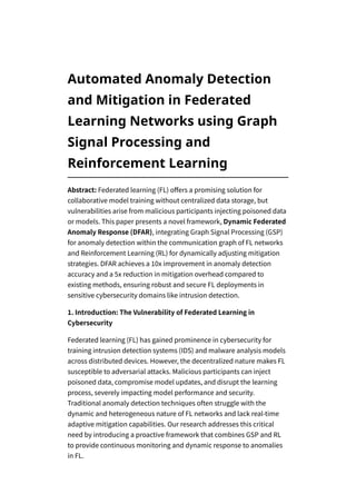 Automated Anomaly Detection and Mitigation in Federated Learning ...