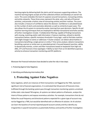 Automated anti money laundering using artificial intelligence and ...