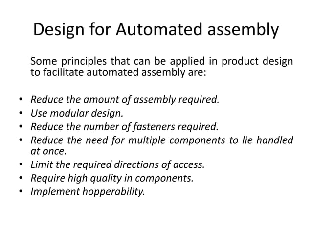 Automated assembly systems | PPTX