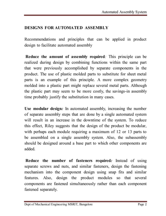 Automated assembly systems | DOCX