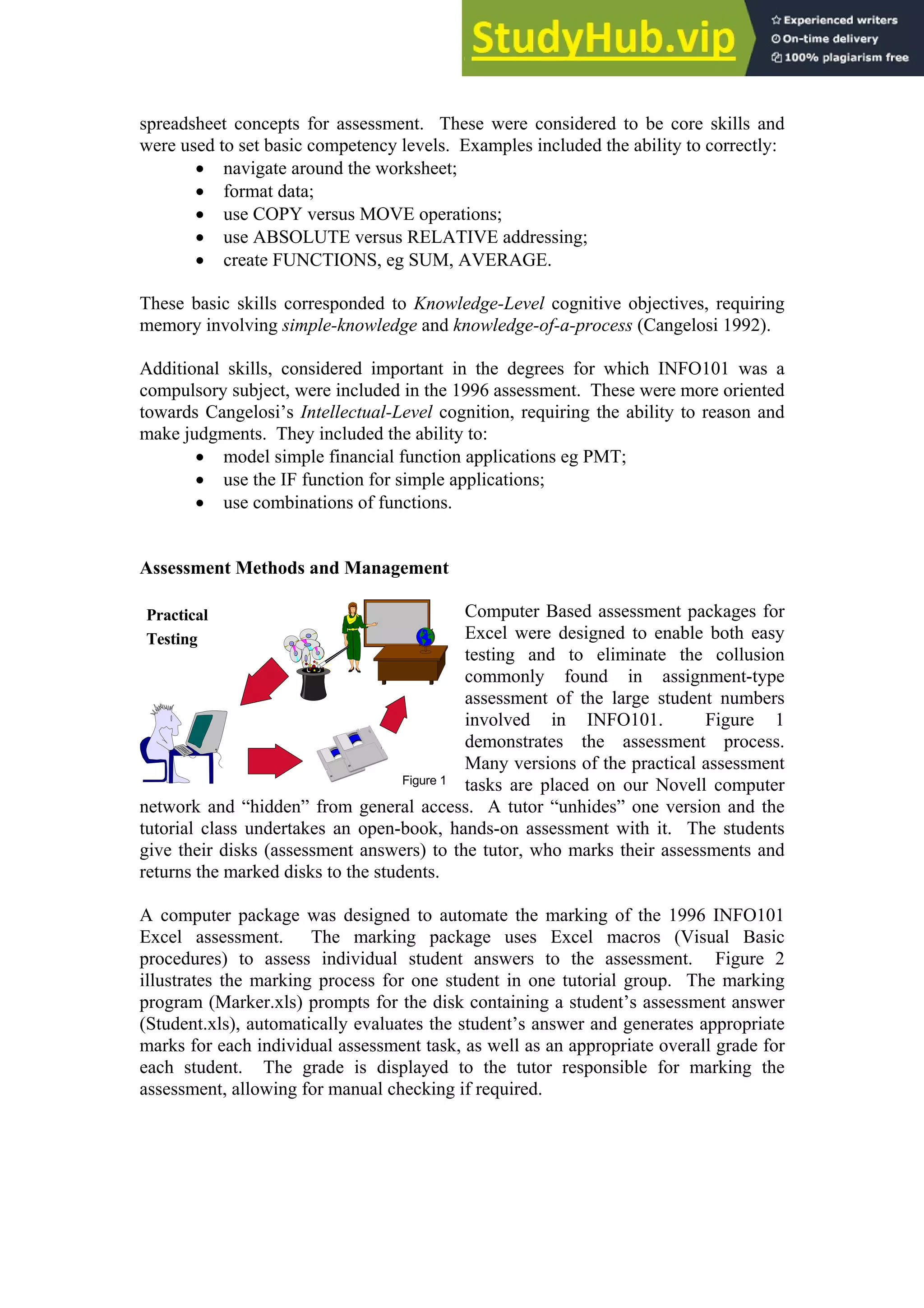 Automated Assessment And Marking Of Spreadsheet Concepts | PDF ...