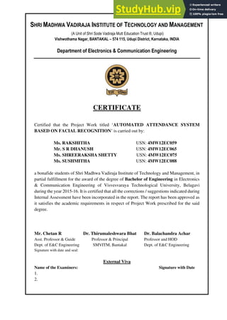 Automated Attendance System Based On Facial Recognition | PDF