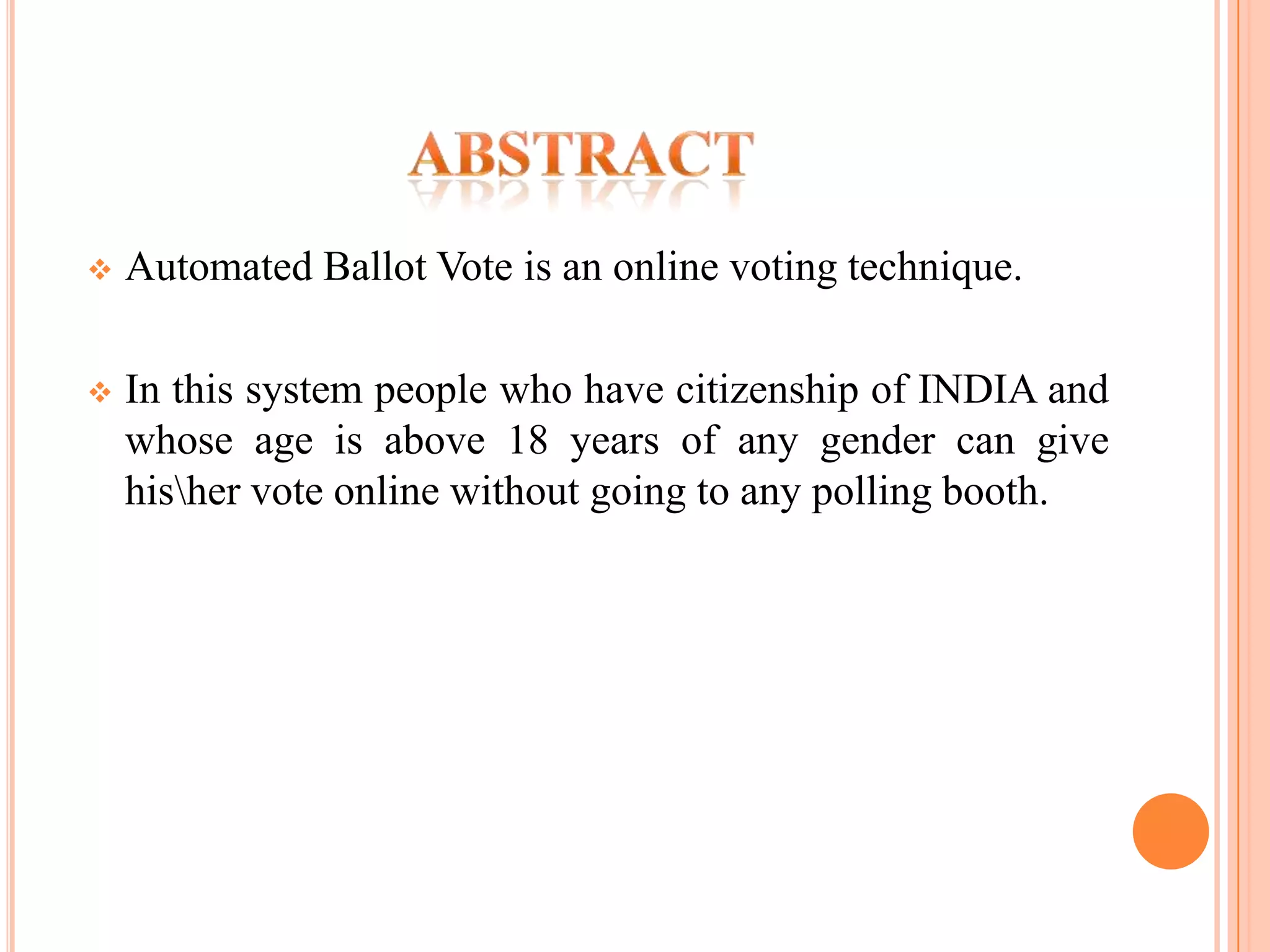 Automated ballot vote | PPTX