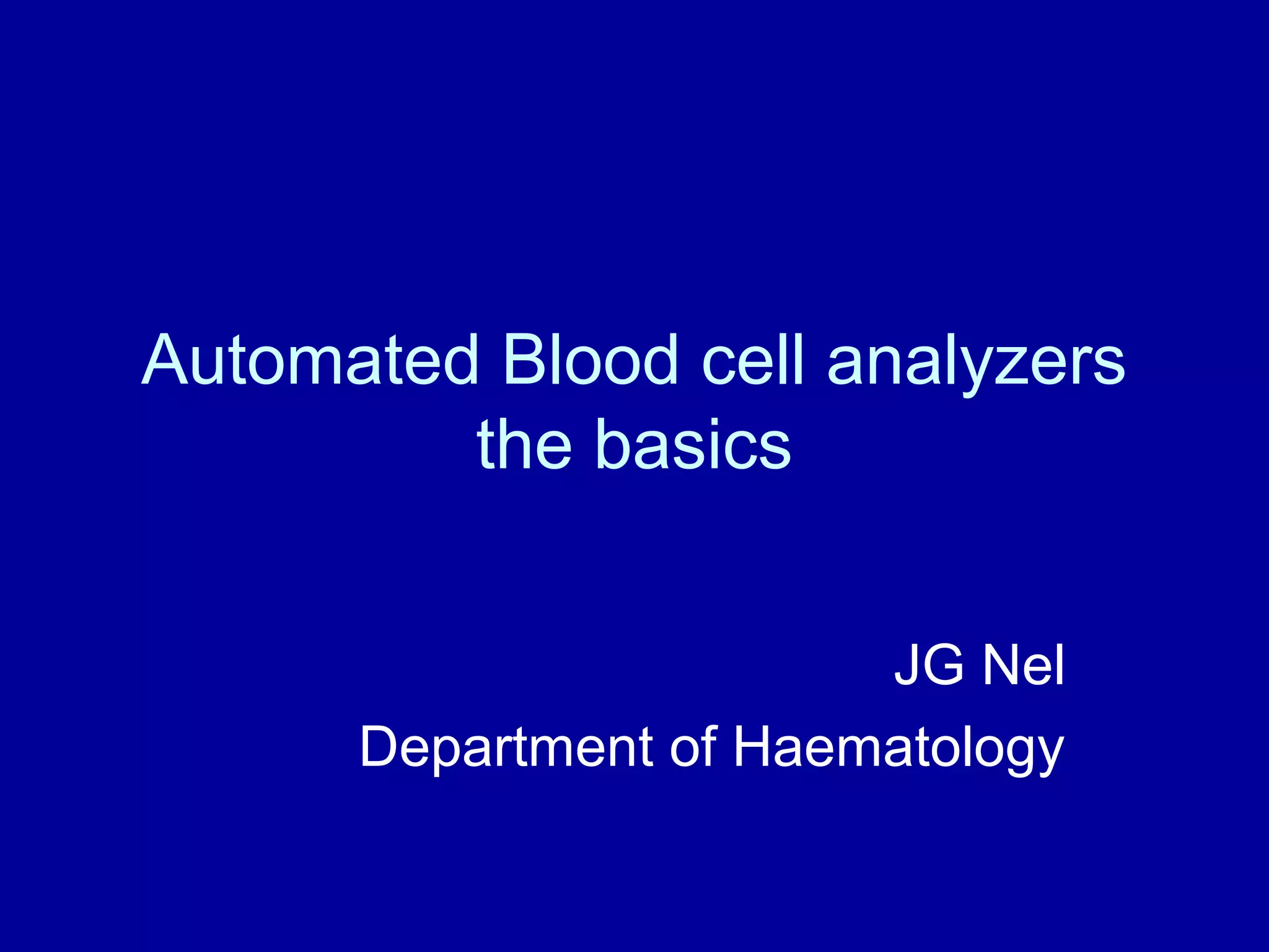 Automated blood cell analisers | PPT