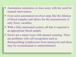 Automated blood cell counter by prof. dr. ma mohsin | PPTX