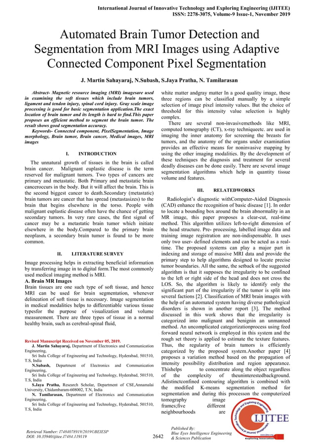 Automated Brain Tumor Detection And Segmentation From Mri Images Using