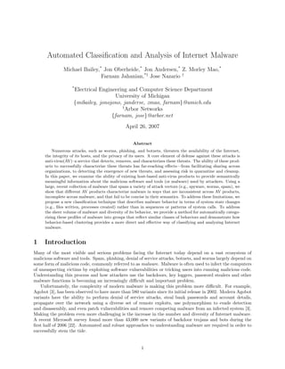 Automated classification and analysis of internet malware | PDF