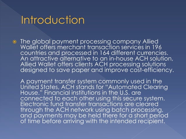Automated Clearing House Processing | PPTX