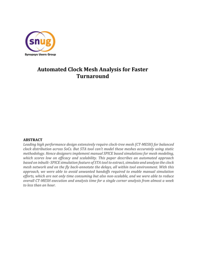 Automated clock mesh analysis for faster turnaround | PDF