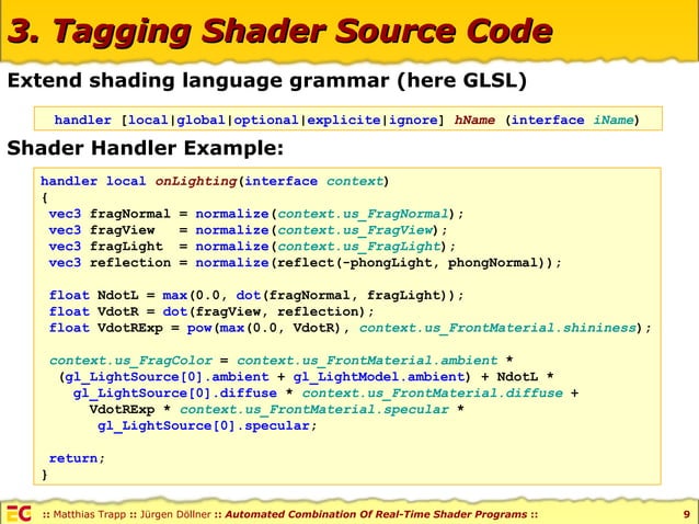 Automated Combination Of Real Time Shader Programs Eg 2007 Ppt 0162