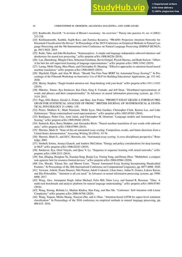Automated Essay Scoring Using Efficient Transformer Based Language