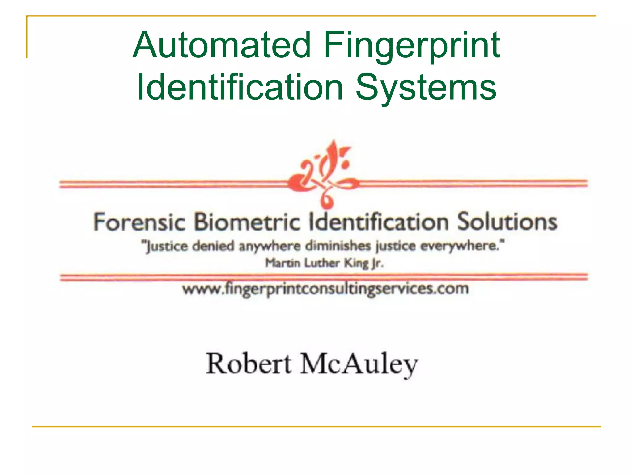 Automated Fingerprint Identification Systems Ppt Technology And Computing