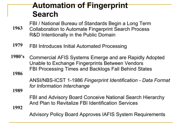 Automated Fingerprint Identification Systems