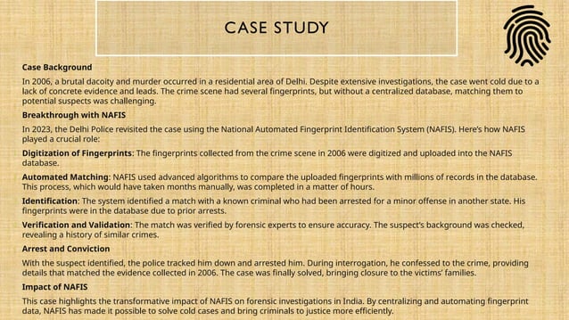 Automated Fingerprint Identification Systems (AFIS).pptx | Crime ...