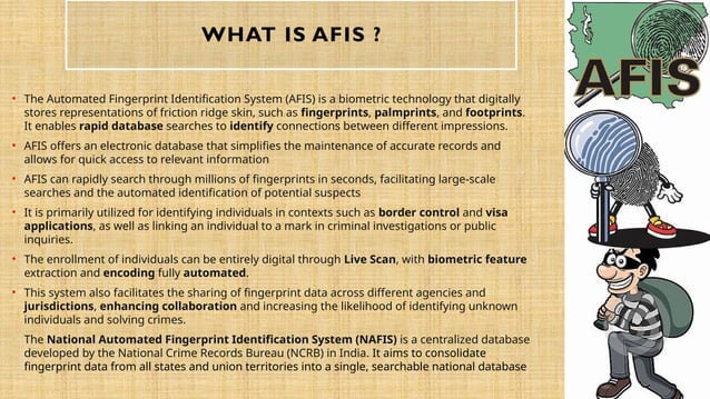 Automated Fingerprint Identification Systems (AFIS).pptx | Crime ...