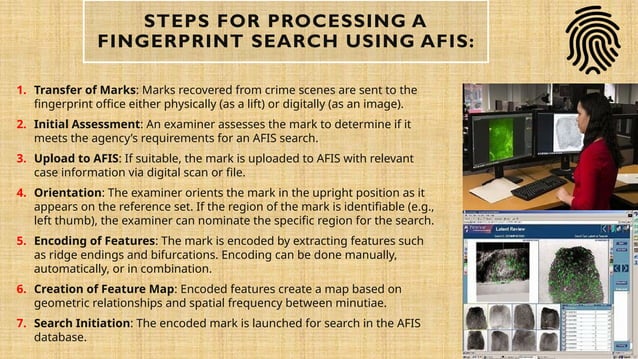 Automated Fingerprint Identification Systems (AFIS).pptx | Crime ...