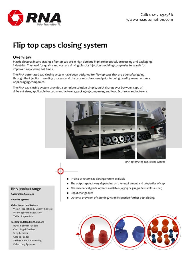 Automated flip top cap closing systems | PDF | Manufacturing Industry ...