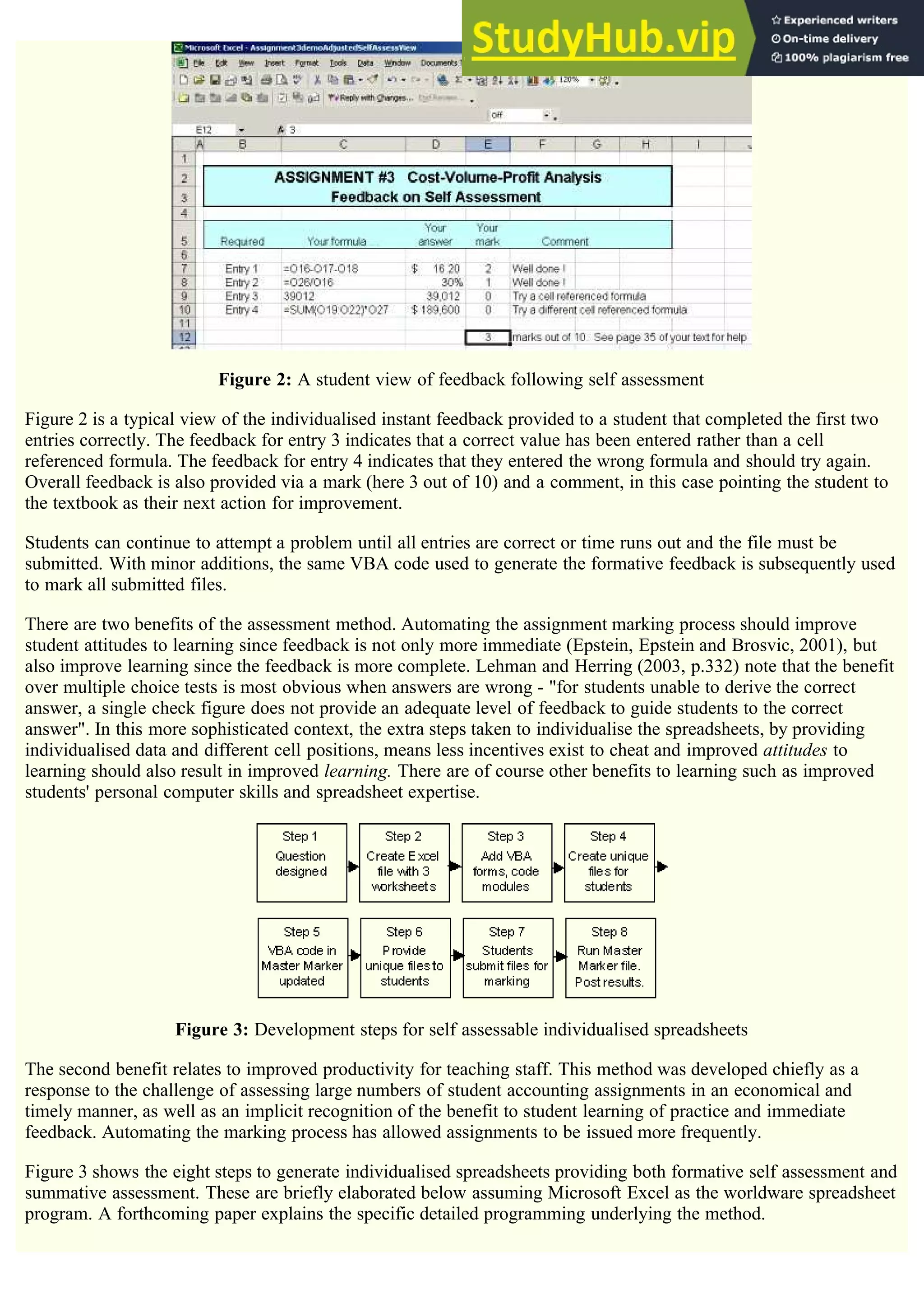 Automated Formative Feedback And Summative Assessment Using Individualised Spreadsheet ...