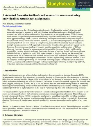 Automated Formative Feedback And Summative Assessment Using ...