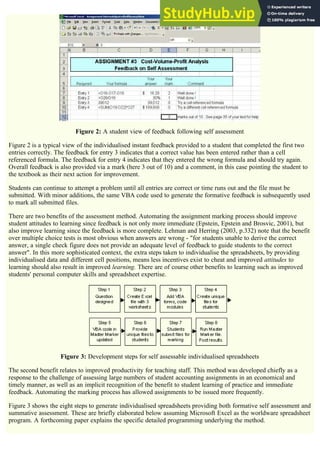 Automated Formative Feedback And Summative Assessment Using Individualised Spreadsheet ...